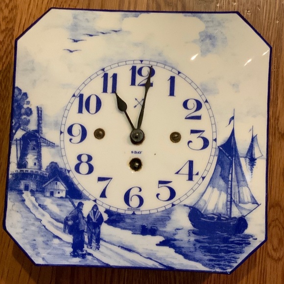 Accents | Vintage Clock Porcelain Delft Germany Wall Plate Dutch Scene ...
